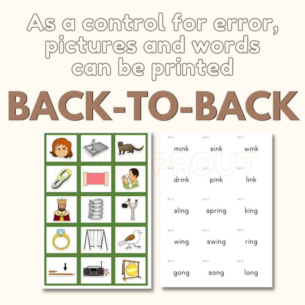 Stage 4: -NG & -NK Phonetic Reading Picture Cards