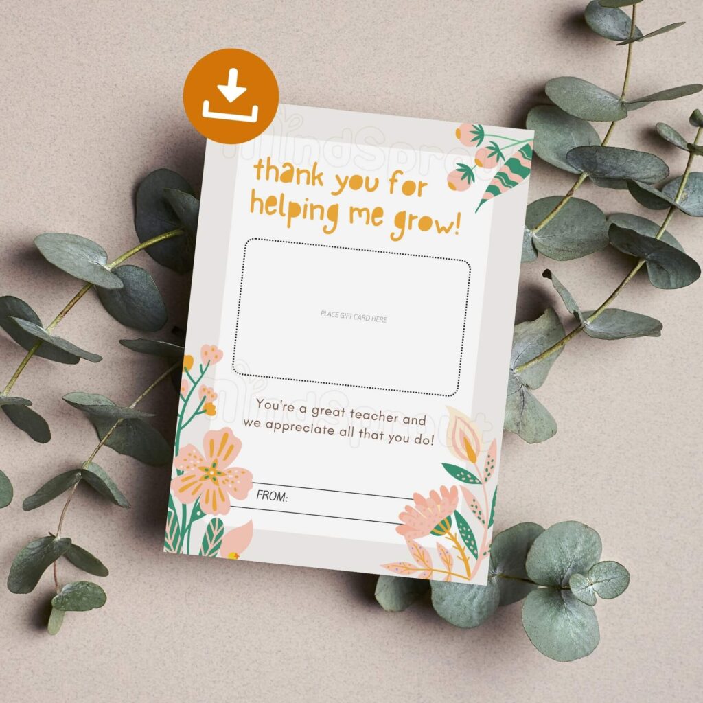 Thank You Gift Card Holder for Teachers - MindSprout
