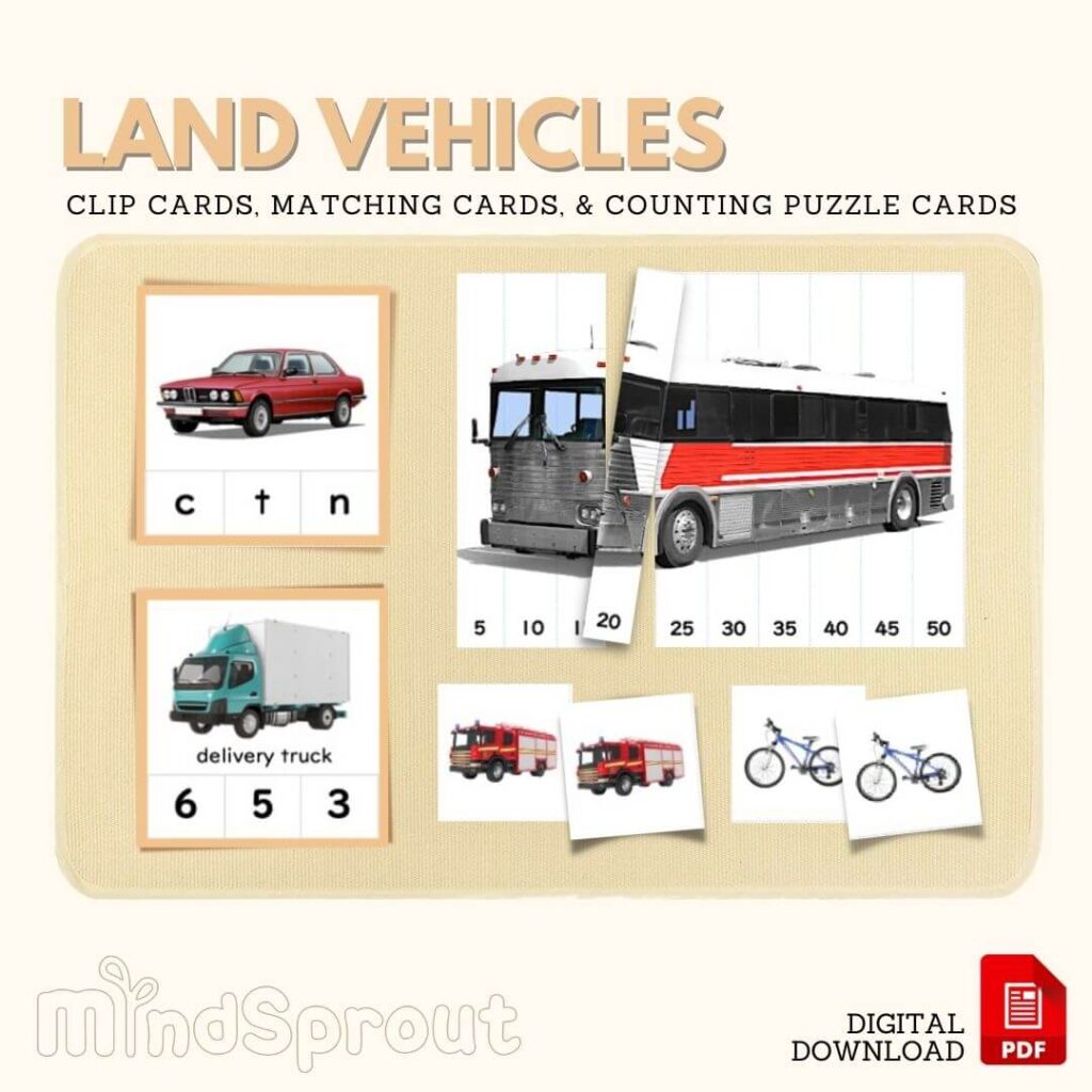 Land Vehicles 3-Part Cards & More!