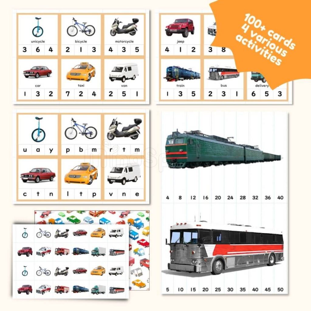 Land Vehicles 3-Part Cards & More!