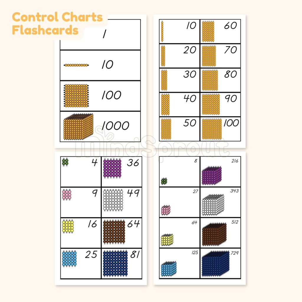 Ten Boards & Beads with Colored Squares & Cubes