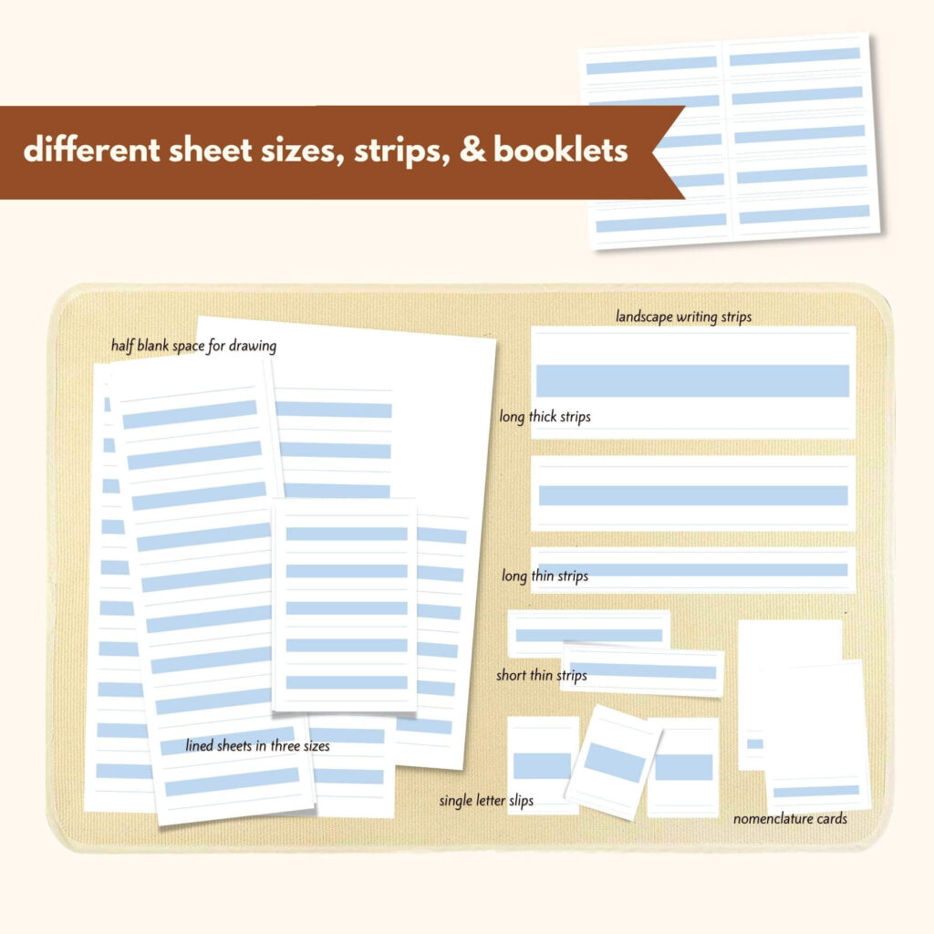 Montessori Pink-Lined and Blue-Lined Writing Sheets & Tracing Paper