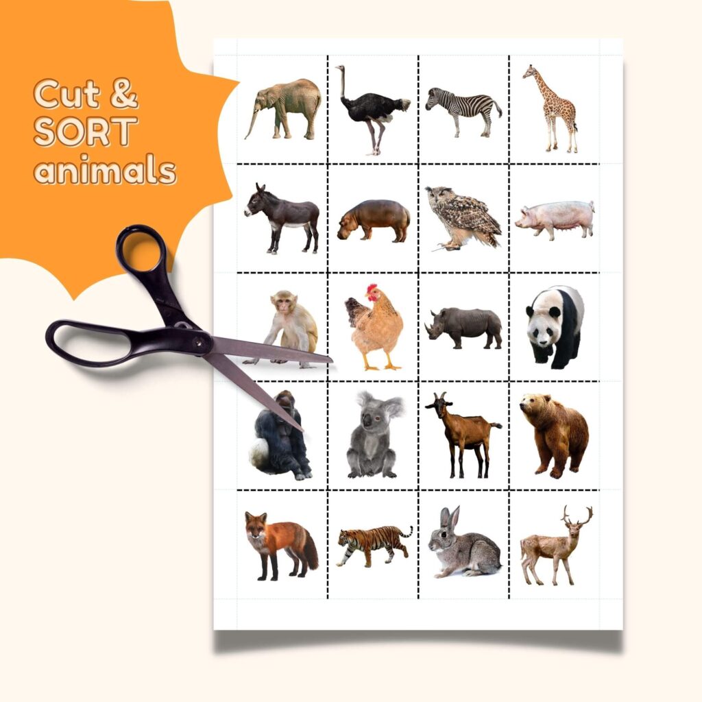 Farm & Wild Animals Cutting Activity
