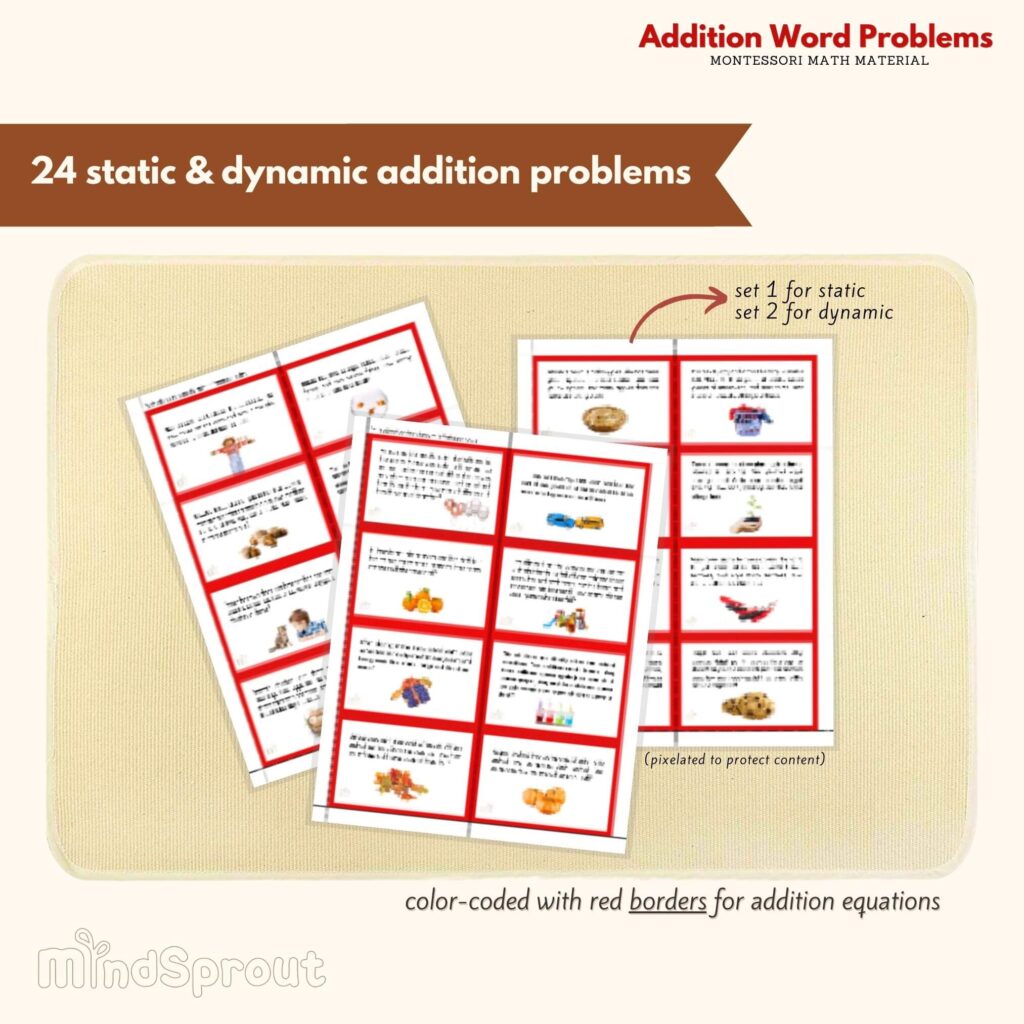 Addition Word Problems Montessori