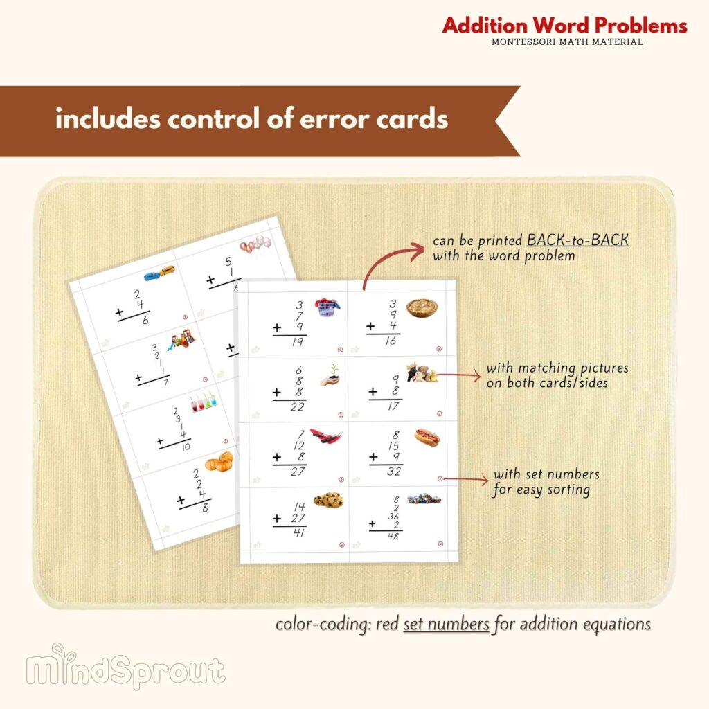 Addition Word Problems Montessori
