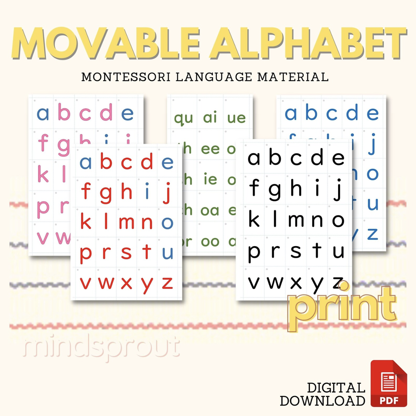DIY Small Movable Alphabet in Print, D’nealian, and Cursive