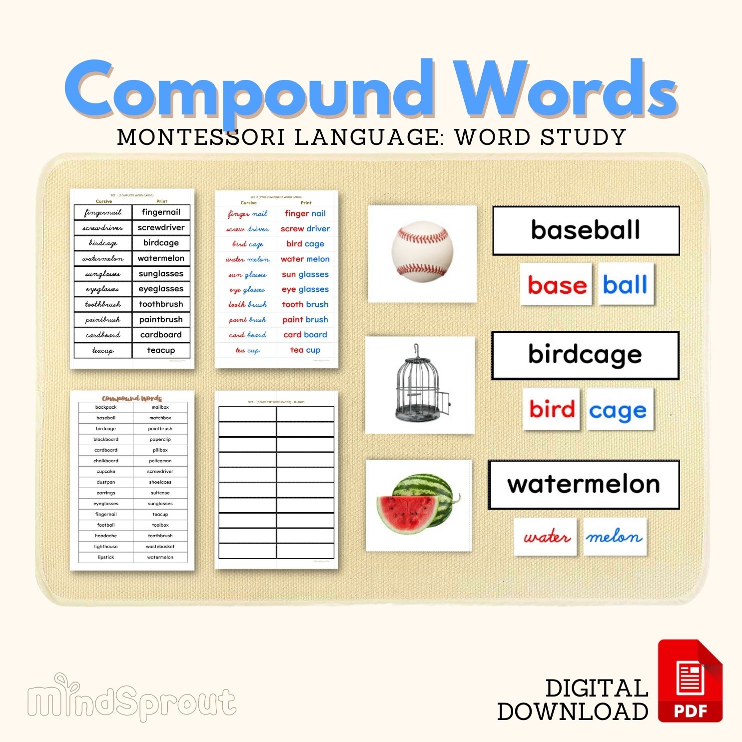 Compound Words Study with Simple Montessori Lesson and Games
