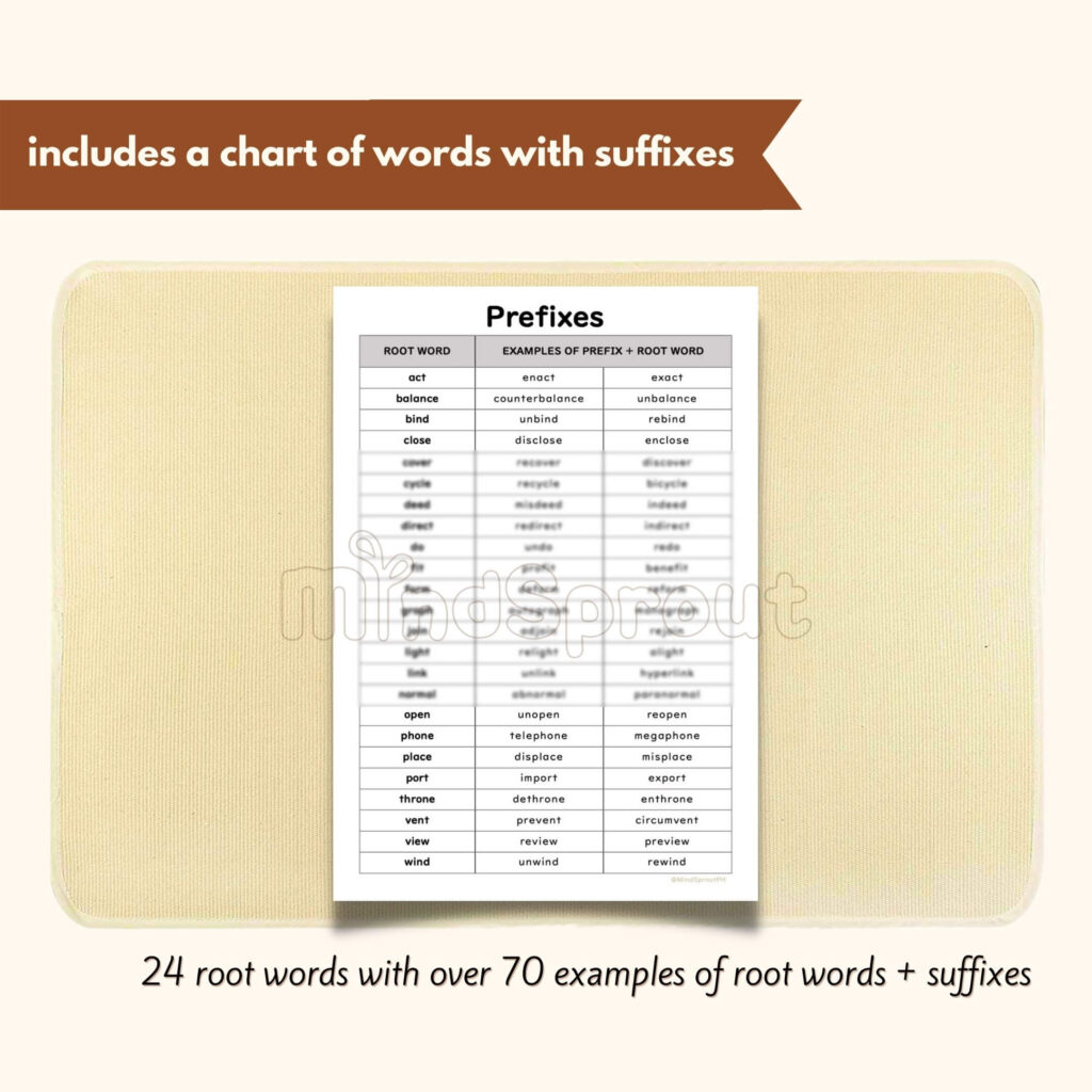 Montessori Prefixes Word Study