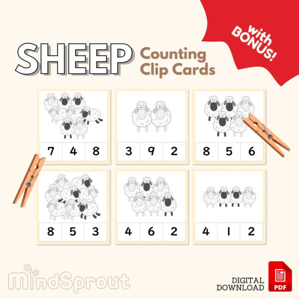 Sheep Counting Clip Cards